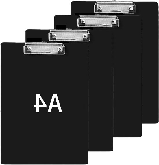 4 stuks plastic klembordmap met zware clips voor kantoor- en ...