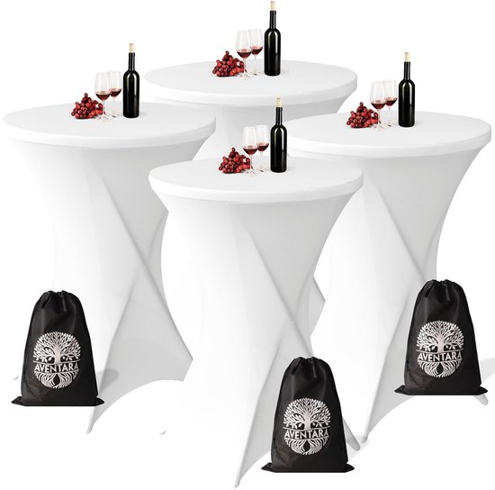 Statafelrok Wit x 4 – ∅80-85 x 110 cm – Extra Dikke Stretch Stof – Kras- en Vouwvrije... | bol