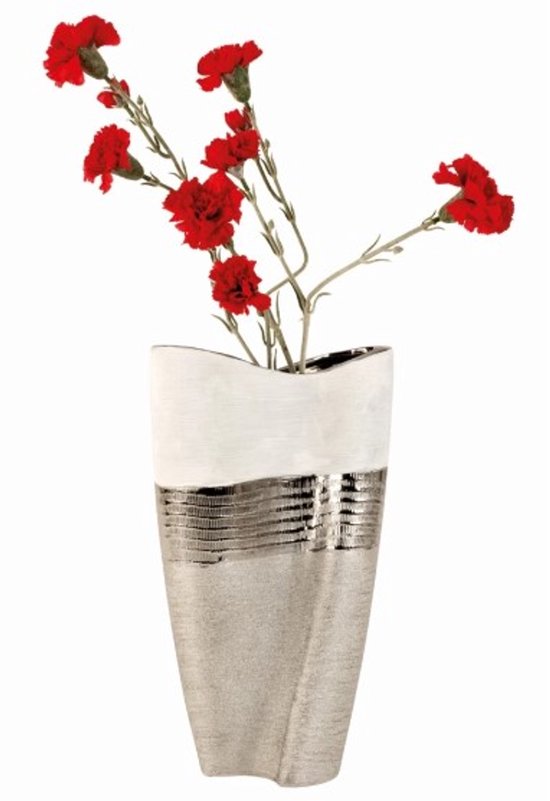 Moderne grote vaas zilver / wit 35cm hoog | bol