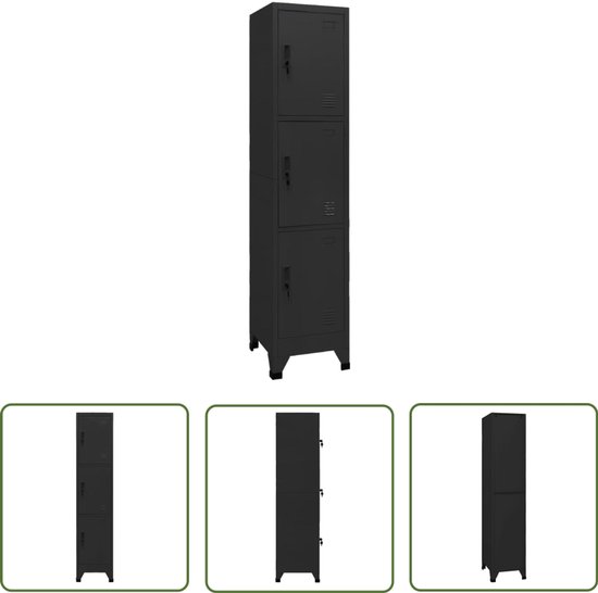 vidaXL Lockerkast staal zwart 38x45x180 cm Lockerkast - Opbergkast ...