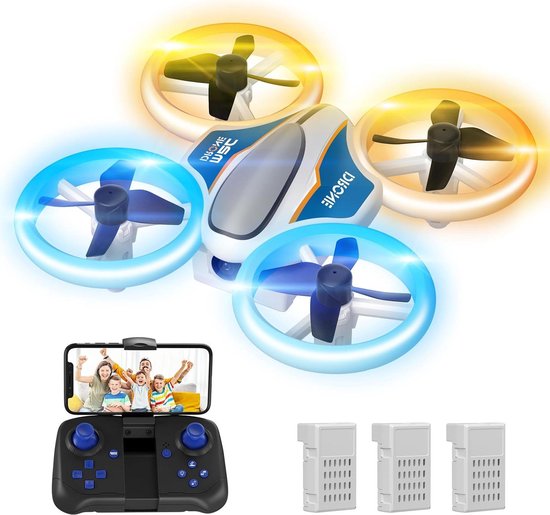 720P HD Camera Mini Drone LED Light 3 Modular Batteries Headless Mode ...