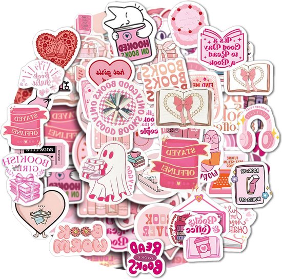 Roze zelfklevende esthetische stickers - 60 stuks waterdicht schattig ...