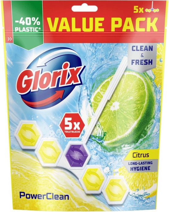 Glorix - Power Clean - Toiletblok - Citrus - Hersluitbare Verpakking ...