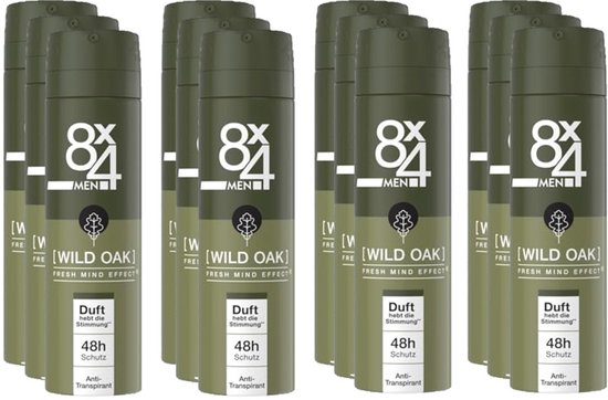 8x4 Deodorant Spray No 8 Wild Oak - 12 x 150 ml | bol