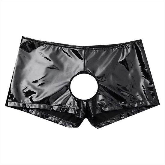 PU Leer boxershort heren - Open kruis en billen - Porno onderbroek ...