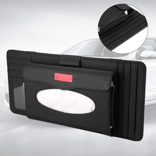 Lederen autotissue box - zonnescherm en handdoekbox met lederen ...