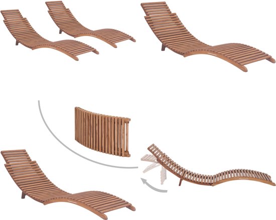 vidaXL Ligbedden inklapbaar 2 st massief teakhout - Ligbed - Ligbedden ...