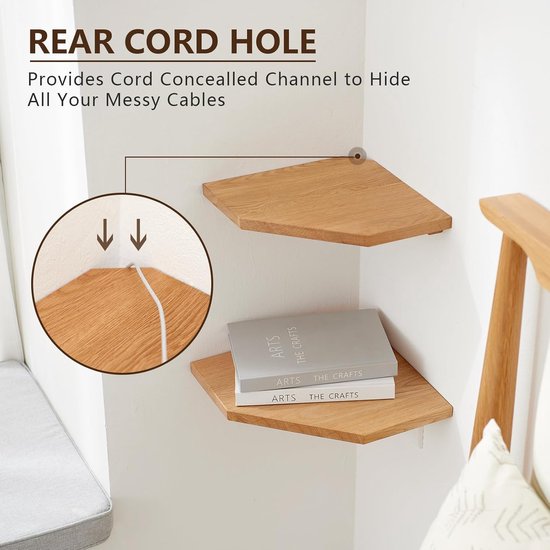 Drijvende Wandplank Hout - Eiken Hoek Planken - Klein Wandrek - 25 cm | bol