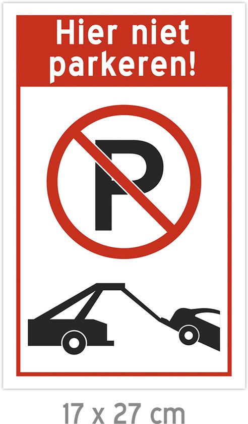 Pictogram/ bord | "Hier niet parkeren!" | 17 x 27 cm | Parkeerverbod ...