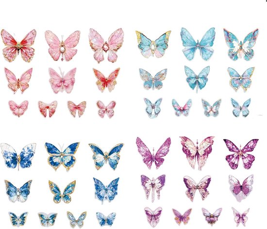 Vlinder Stickers - 80-delige Glitter Sticker Set voor DIY Decoratie | bol