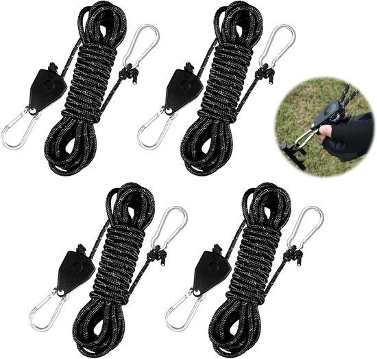 Reflective Shear Ropes with Rope Tensioner - 4M Camping Rope with ...