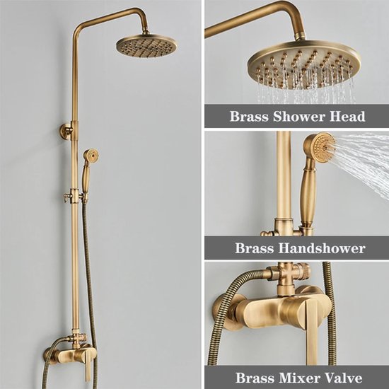 Douchekraan Set, Vintage Messing Afwerking, Hoogte Verstelbaar, Antiek ...