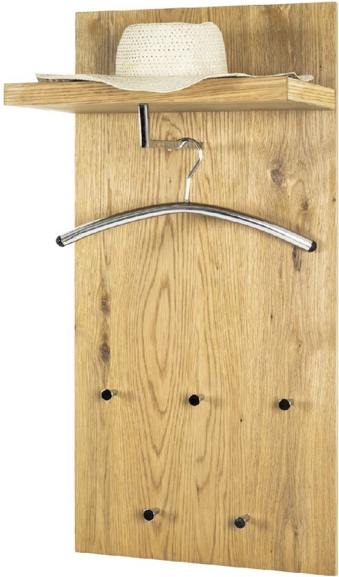 HakuShop Wandkapstok | Eiken MDF | Hangers | Metalen stang | 49x31x100 ...