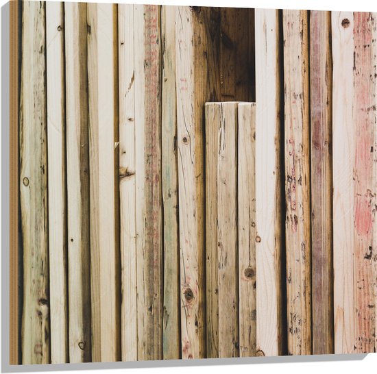 Hout - Wand van Dunne Houten Panelen - 80x80 cm - 9 mm dik - Foto op ...