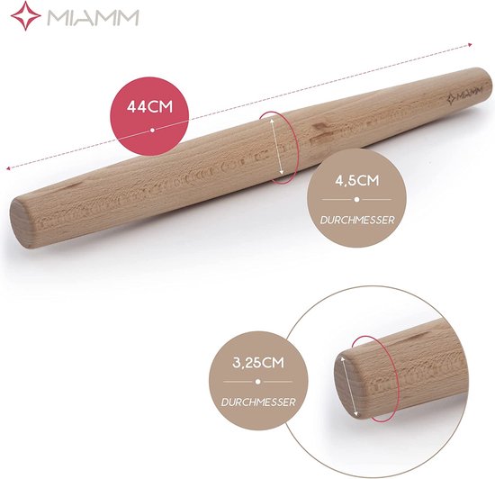 Deegroller hout – houten deegroller - rolhout | bol