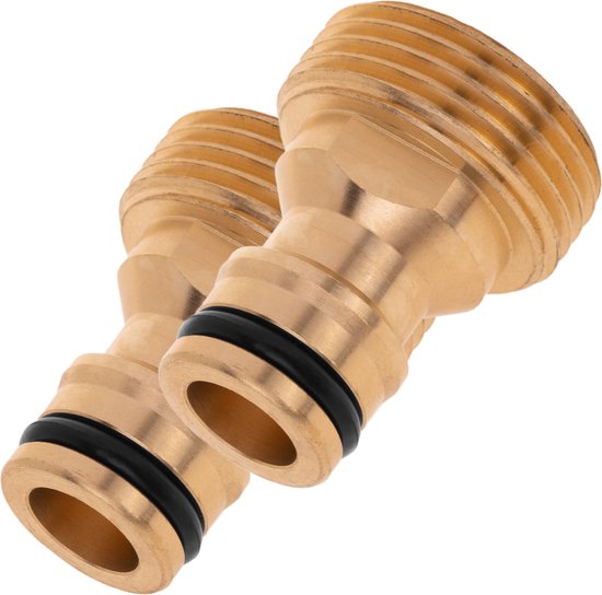 PrimeMatik - Set van 2 kraanadapters met 3/4" buitendraad in messing | bol