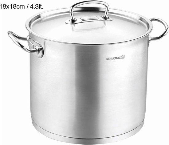 Korkmaz Gastro Proline RVS - soeppan - kookpan groot 18 x 18 cm 4.3 ...