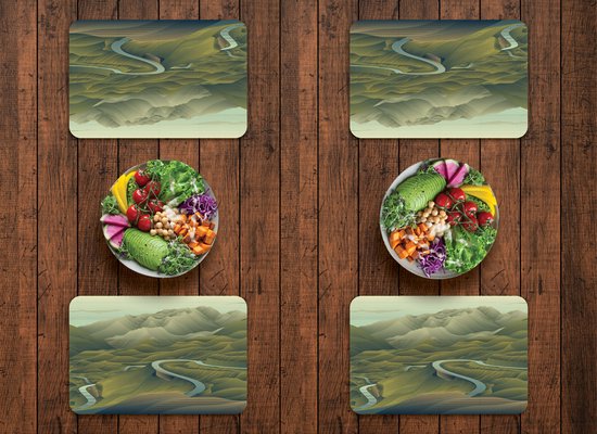 BWK Flexibele Placemat - Getekende Weg door de Bergen - Set van 4 ...