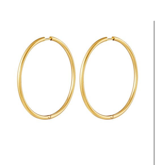 RVS oorbellen Hoops groot - Goud -oorringen-Cadeau | bol