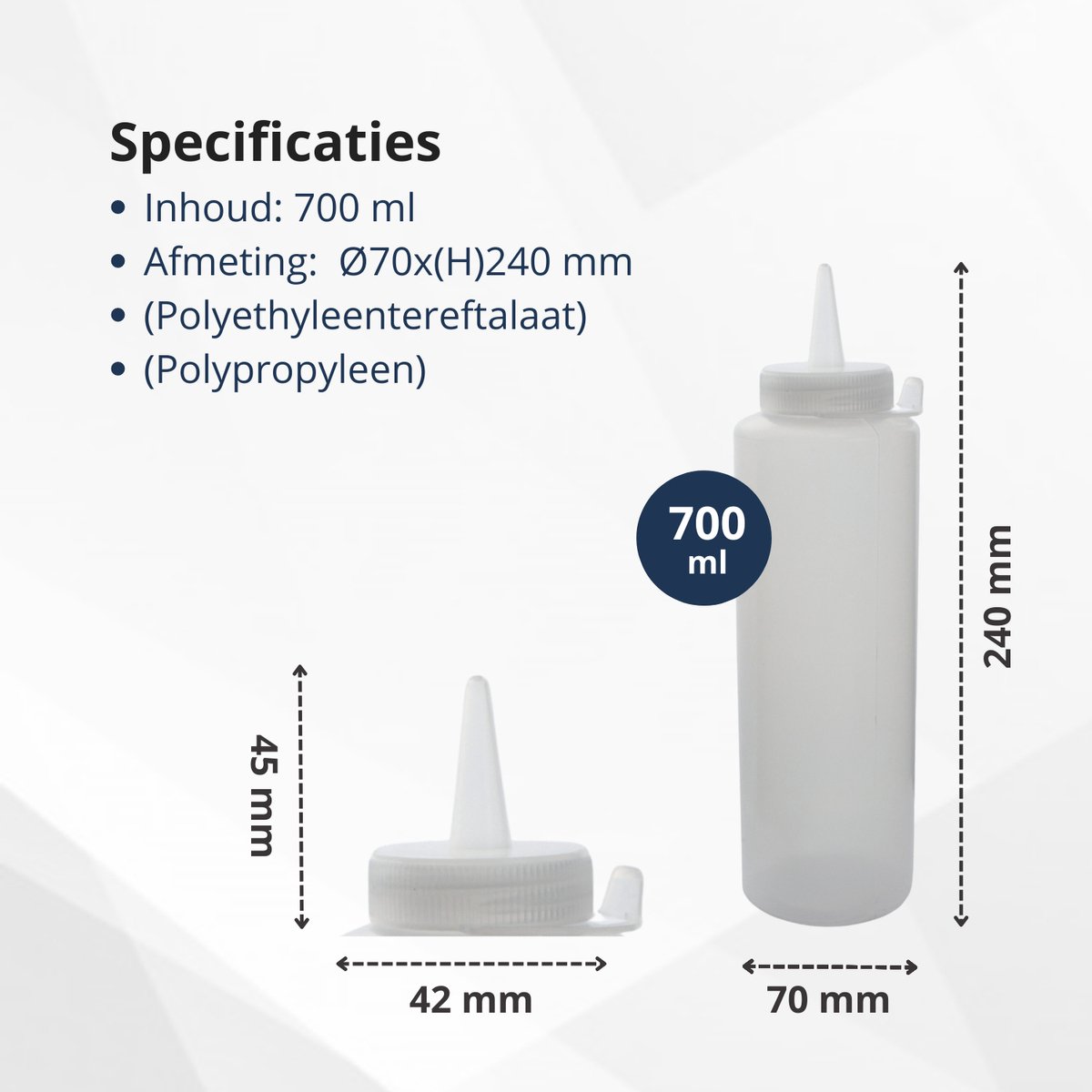 Veluw Doseerfles Knijpfles Transparant - 700ml - Ø7x(H)24cm ( Set van 3 ...