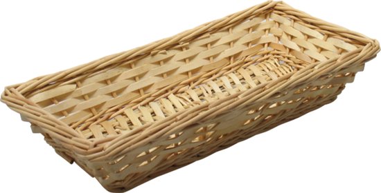 Broodmandje - Stokbrood mandje van riet - 3x - 17 x 37 x 7 cm | bol