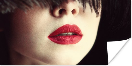 Poster Vrouw - Lippen - Rood - Portret - 40x20 cm | bol