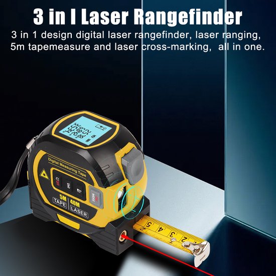 3 In 1 Laser Afstandsmeter 5M Meetlint 40M Lasermeter Met Display ...