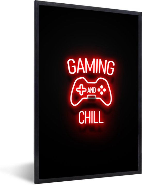 Game Poster - Gaming - Quotes - Gaming and chill - Neon - Rood - 60x90 ...