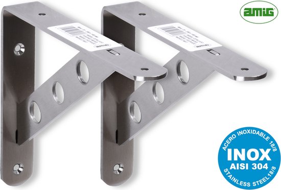 AMIG Plankdragers - Geborsteld RVS - 200x160mm / 4mm - Zware ...