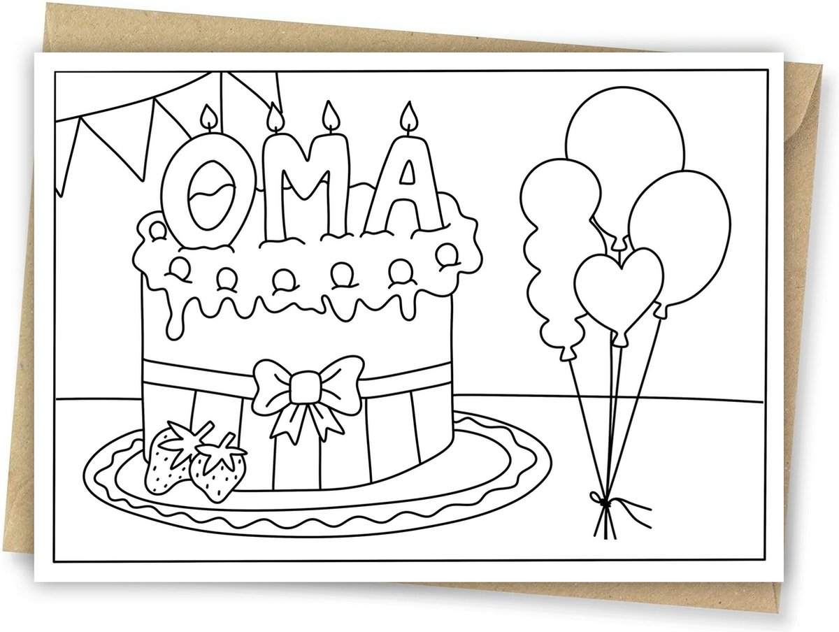 Inkleurkaart Verjaardag Oma - Felicitatie - Kinderkaart - DIY | bol.com