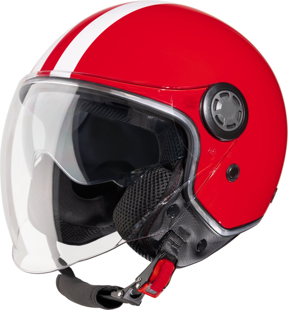 VINZ Parchi Scooterhelm met zonnevizier / Jethelm met streep ...