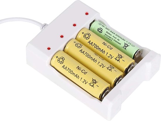 PhoneGOODS BatterijOplader - 4 Slots AA/AAA USB Batterijlader ...