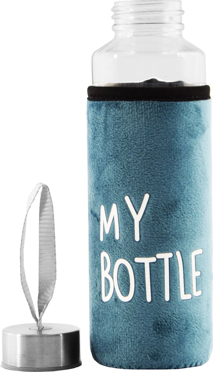 Glazen fles met hoes- Thermosbeker - Isolatiekan - isoleerfles 7 x 7 x ...