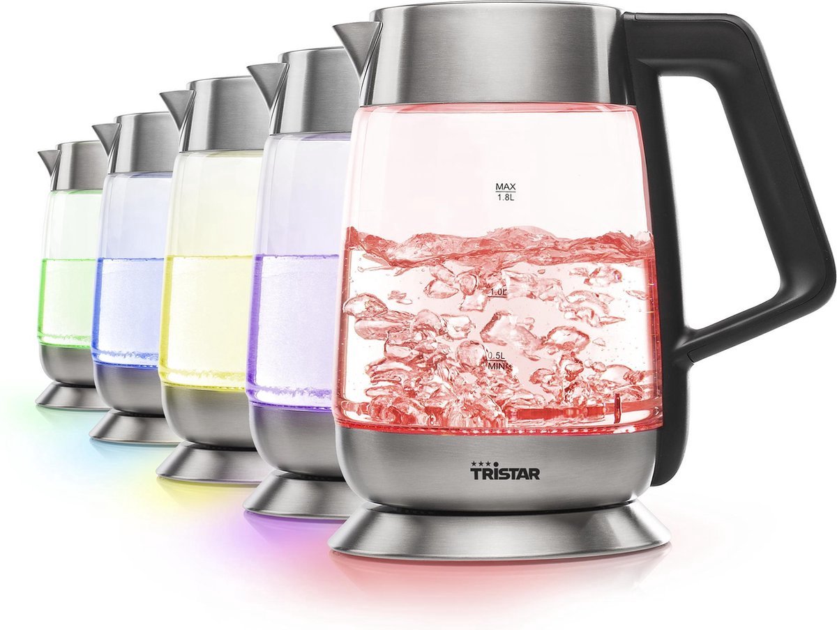 Waterkoker Glas - Met Temperatuurregeling - 5 LED Kleuren - 2200 watt ...