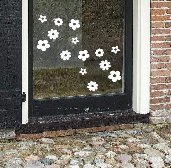 Witte bloemen - 20 bloemen stickers - A4 stickervel - Wit - Versier je ...