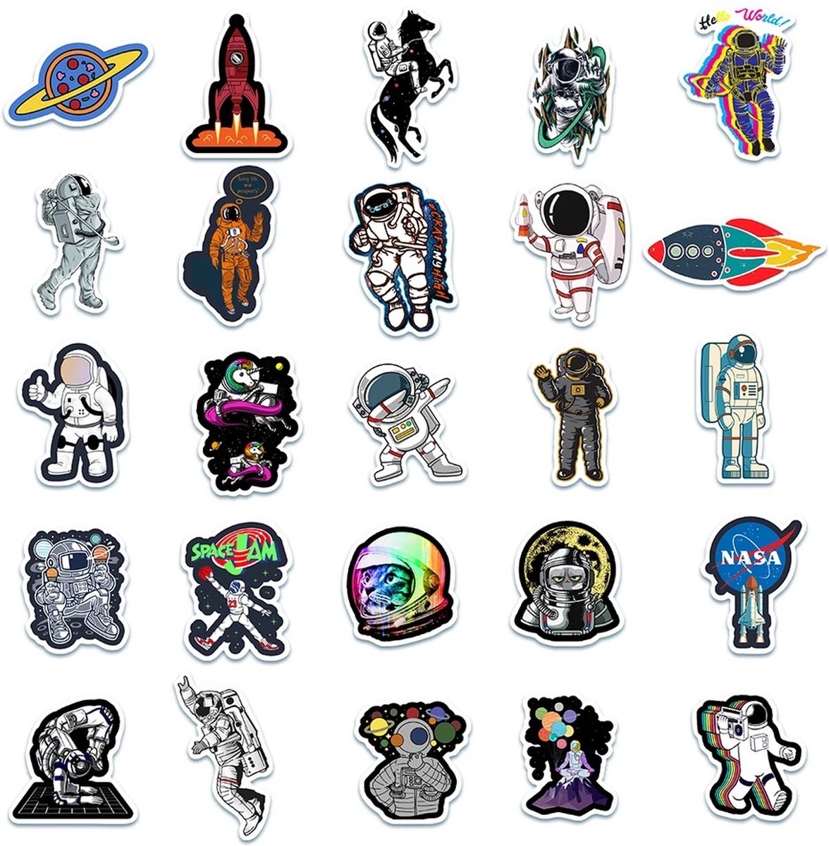 50x NASA en ruimte stickers - 5-8 cm - Astronaut - Ruimte ...