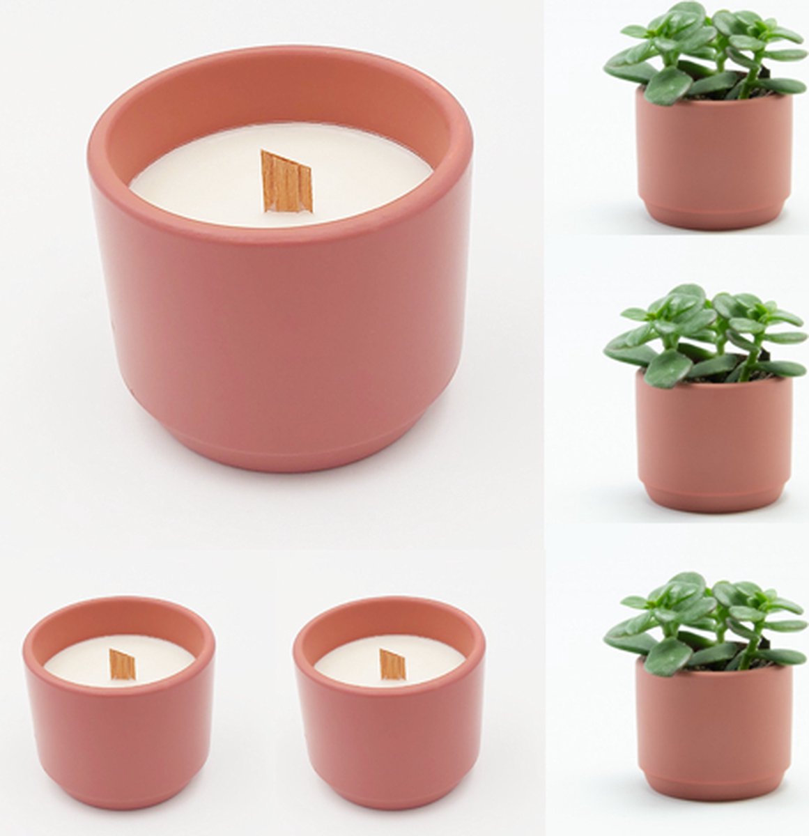 Set bestaande uit 3 opgevulde bloempotjes en 3 gewone bloempotjes ...