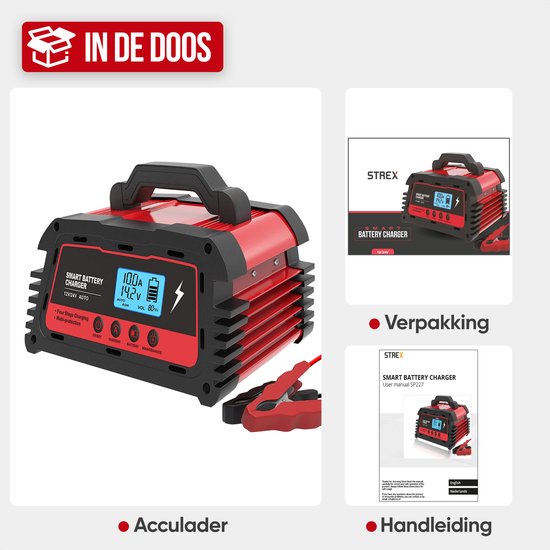 Strex Industriele Acculader - 12/24V 5/10/25A - Reparatiemodus ...