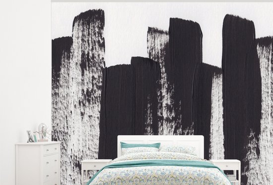 Verf - Abstract - Zwart - Wit - Behangpapier | bol.com