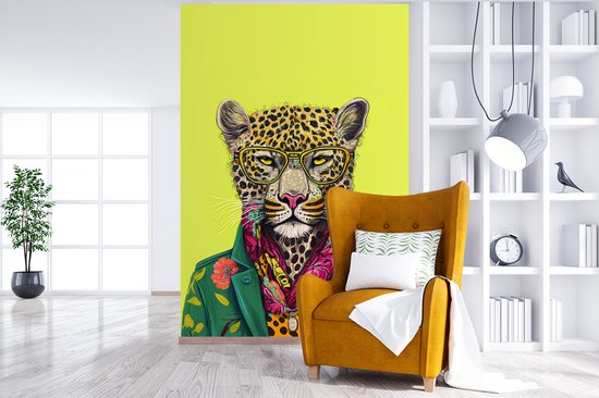 Behang - Fotobehang Panter - Dier - Bril - Kleuren - Breedte 160 cm x ...