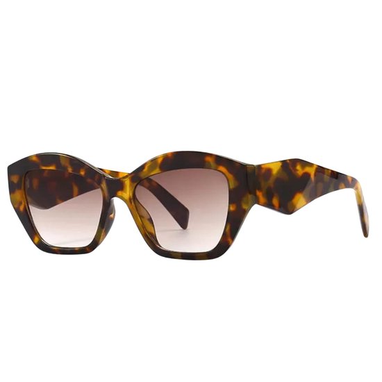 Duzara - Model AZUR - Ronde zonnebril met bruine frame, bruine zijpoten ...