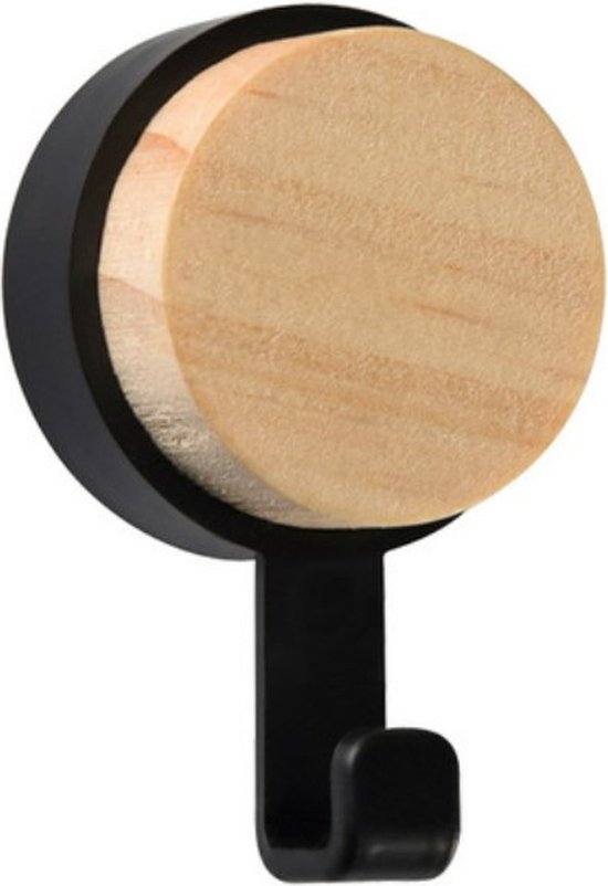 FSW-Products - Zelfklevende Ophanghaak - Zwart - Hout - Kledinghaak ...