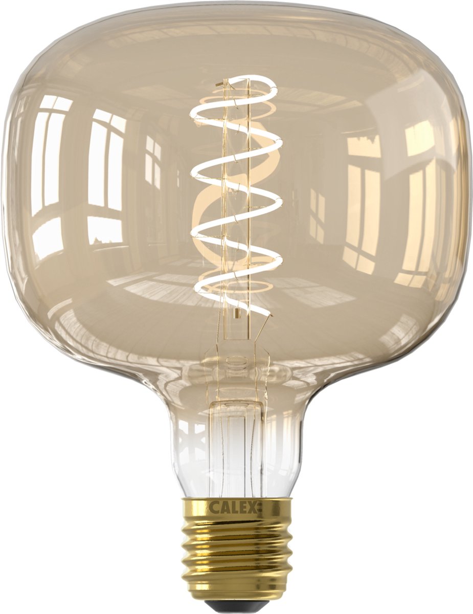 Calex Rondo Spiraal Filament LED Lamp - E27 - Lichtbron Goud - 4W - Dimbaar | bol
