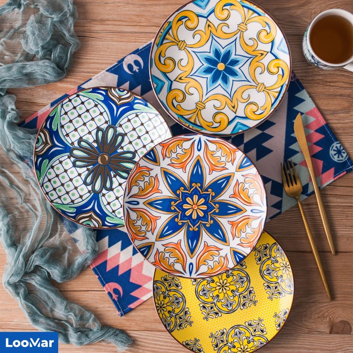 LooMar Luxe Bordenset - Borden - Dessertborden - Gebaksborden - Set van ...