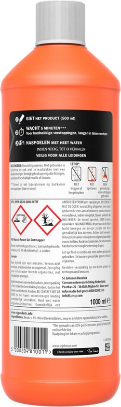 Mr. Muscle Power Gel Ontstopper - 6 x 1000 ml - Voordeelverpakking | bol