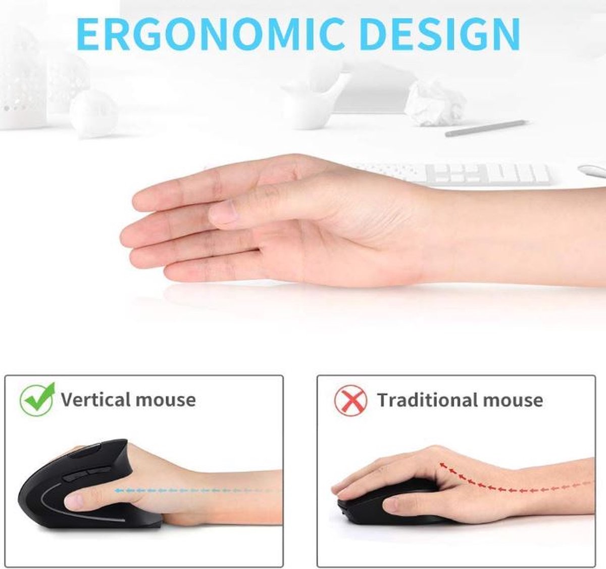 Draadloze Ergonomisch Muis - Bluetooth - Rechtshandig - Zwart | bol.com