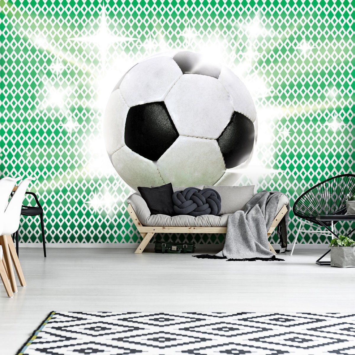 Fotobehang - Vlies Behang - Voetbal - Groen - 254 x 184 cm | bol.com