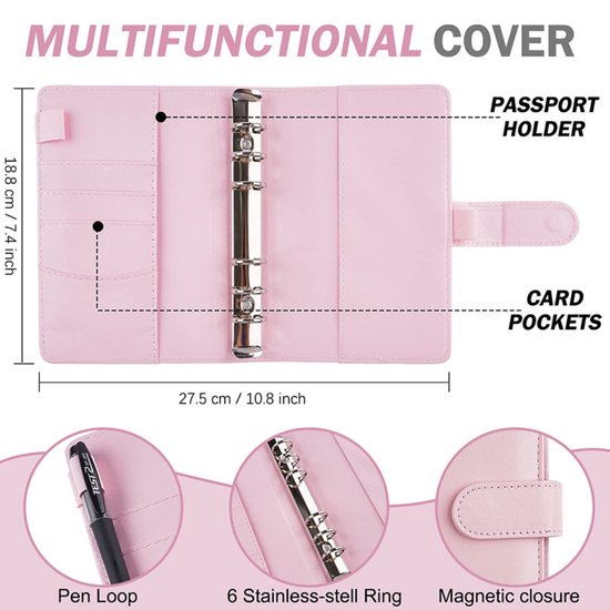 Budget binder - Roze - Set- Starterskit - Sheets - Zippers - A6 ...