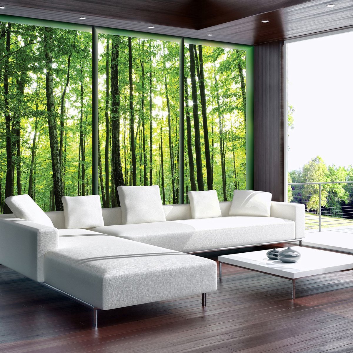 Fotobehang - Vlies Behang - Bos 3D Raamzicht - 254 x 184 cm | bol.com