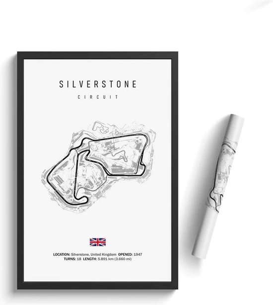Silverstone Circuit op Canvas - Met Plaatselijke Omgevingsdetails ...